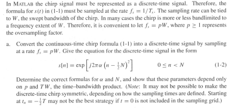 In MATLAB, the chirp signal must be represented as | Chegg.com