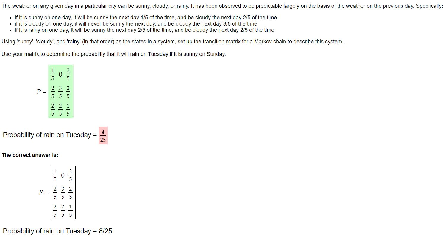 Solved The weather on any given day in a particular city can | Chegg.com