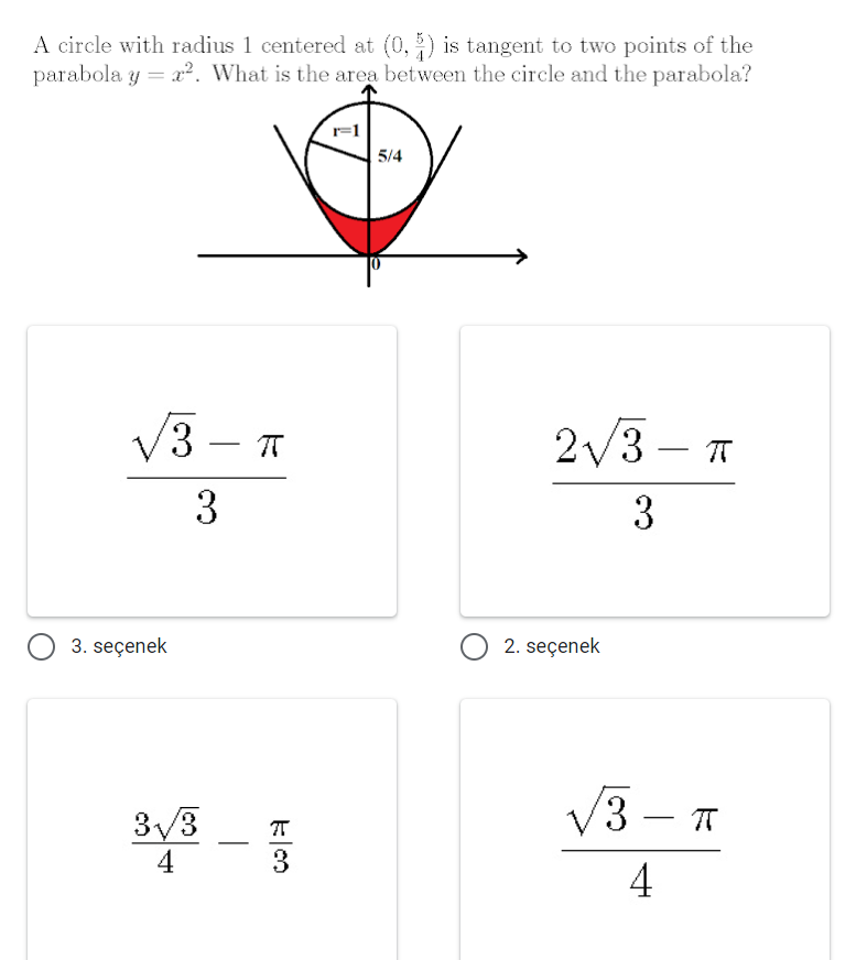 Solved A circle with radius 1 centered at (0,45) is tangent | Chegg.com