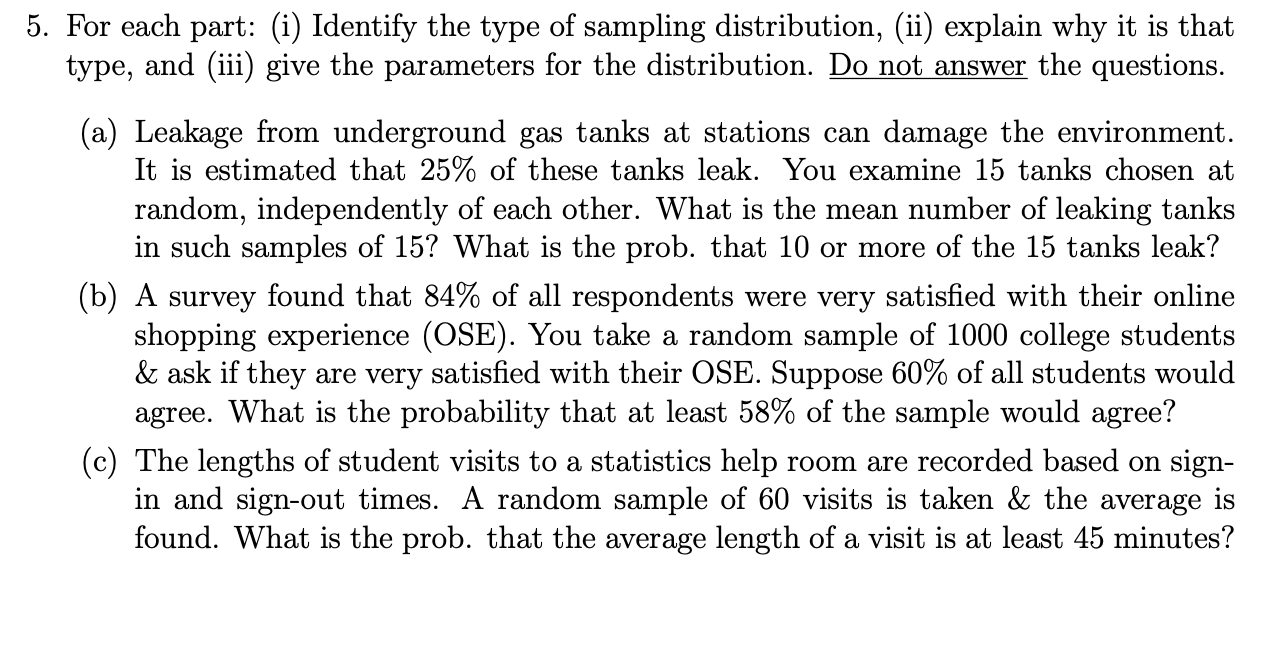 Solved For each part: (i) Identify the type of sampling | Chegg.com