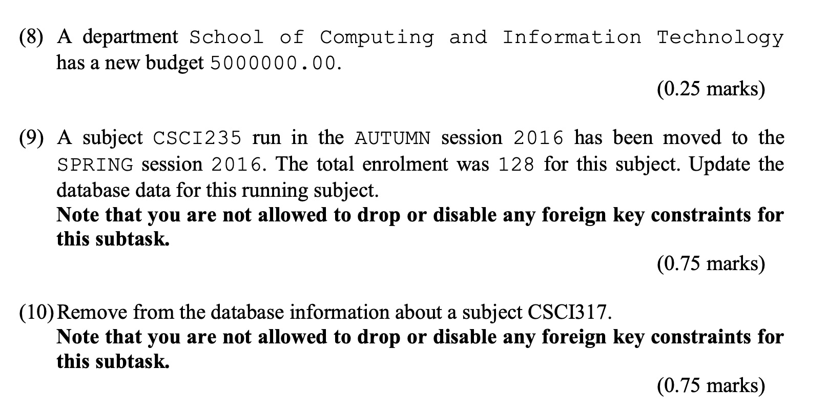 Solved Tasks Task 1 (5 marks) Download a file solution1.sql | Chegg.com