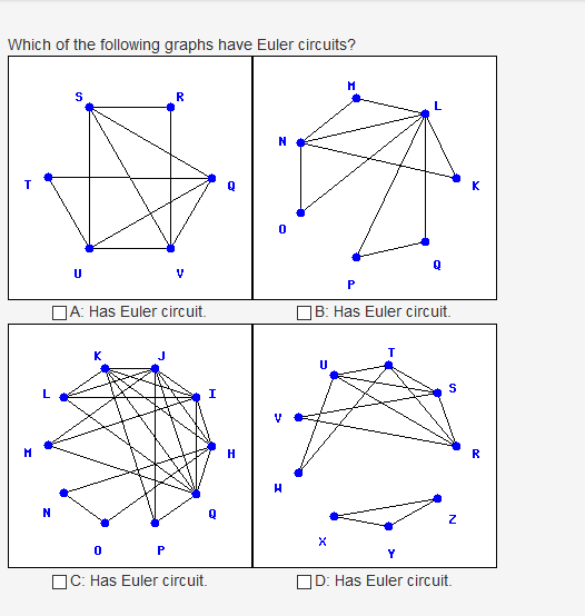 Solved Which of the following graphs have Euler circuits? R | Chegg.com
