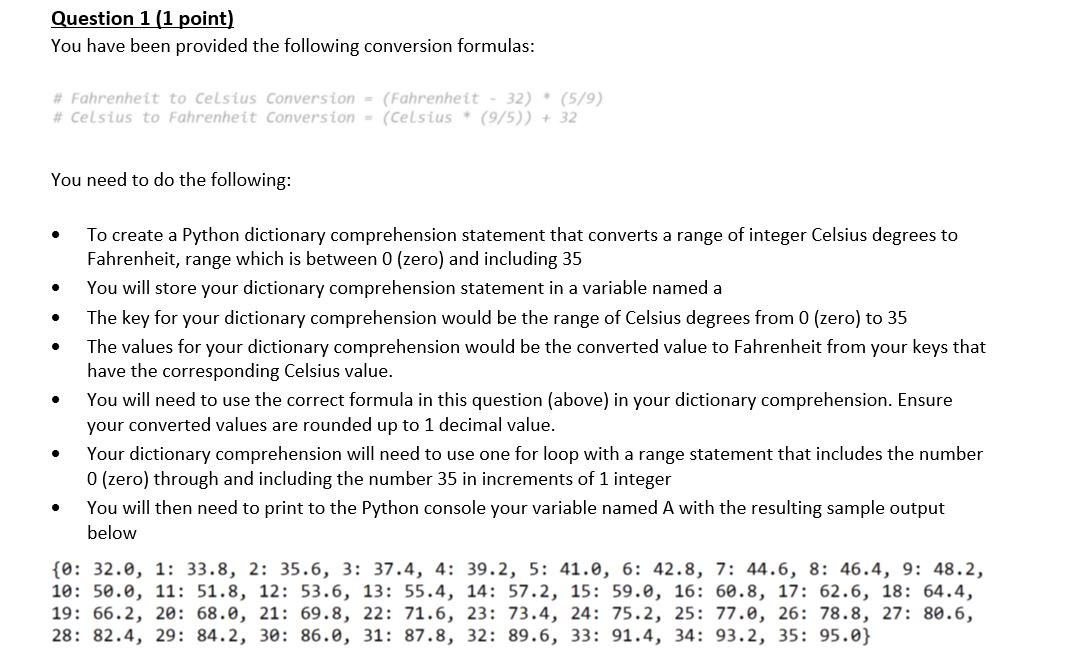 Solved Question 1 (1 point) You have been provided the | Chegg.com