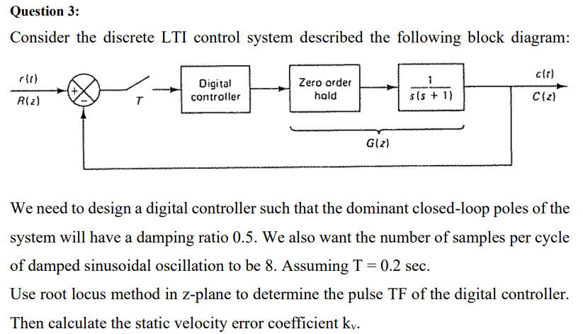 Solved Question 3: Consider the discrete LTI control system | Chegg.com