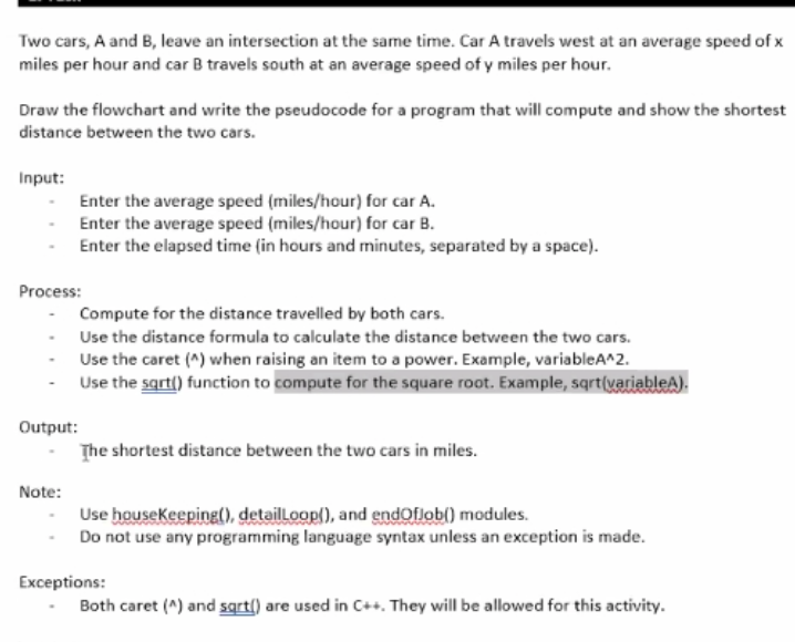 Solved Two cars, A and B, leave an intersection at the same | Chegg.com