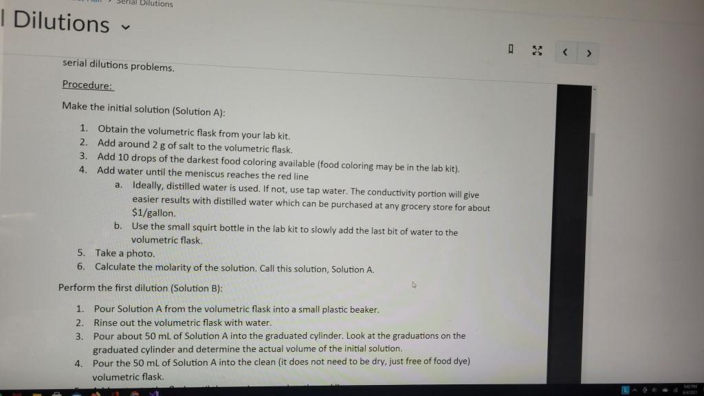 Solved Serial Dilutions Background: In this experiment we | Chegg.com