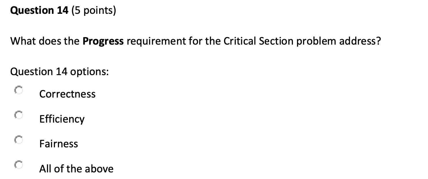 Solved Question 14 (5 points) What does the Progress | Chegg.com