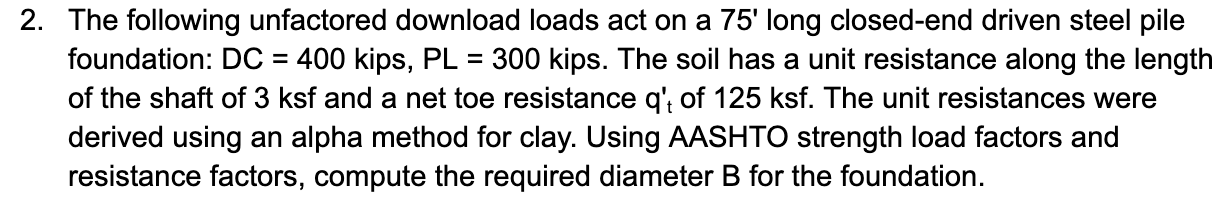 Solved The following unfactored download loads act on a 75′ | Chegg.com