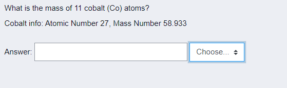 Solved What is the mass of 11 cobalt (Co) atoms? Cobalt | Chegg.com