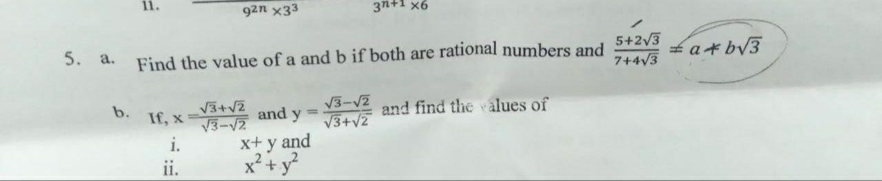 Solved 11. 927 x33 3n+1 X6 5+23 +a+bV3 7+473 5. a. Find the | Chegg.com