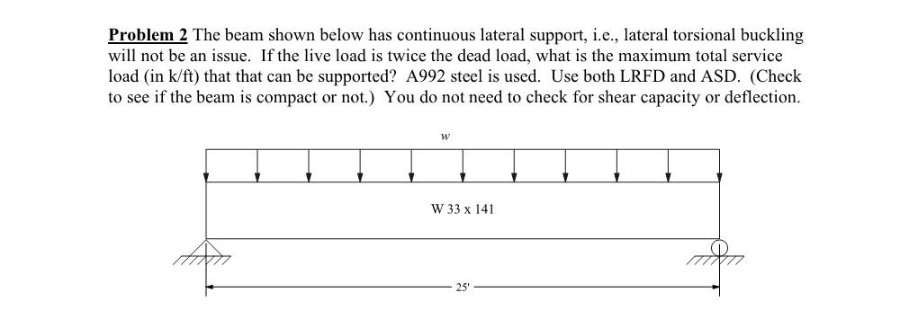 Solved Problem 2 The beam shown below has continuous lateral | Chegg.com