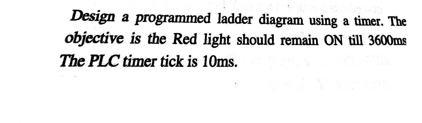 Solved Design a programmed ladder diagram using a timer. The | Chegg.com