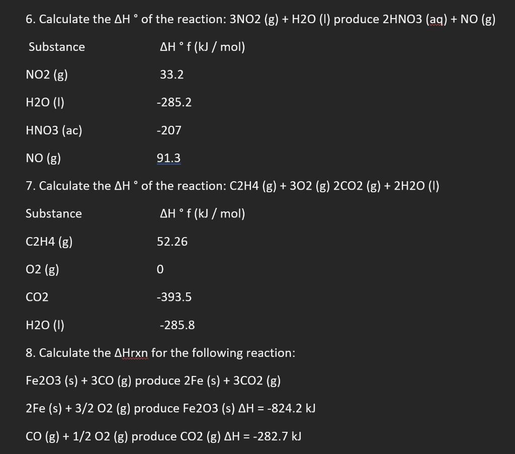 Solved 9. Calculate the AHrxn for the following reaction: 5C | Chegg.com