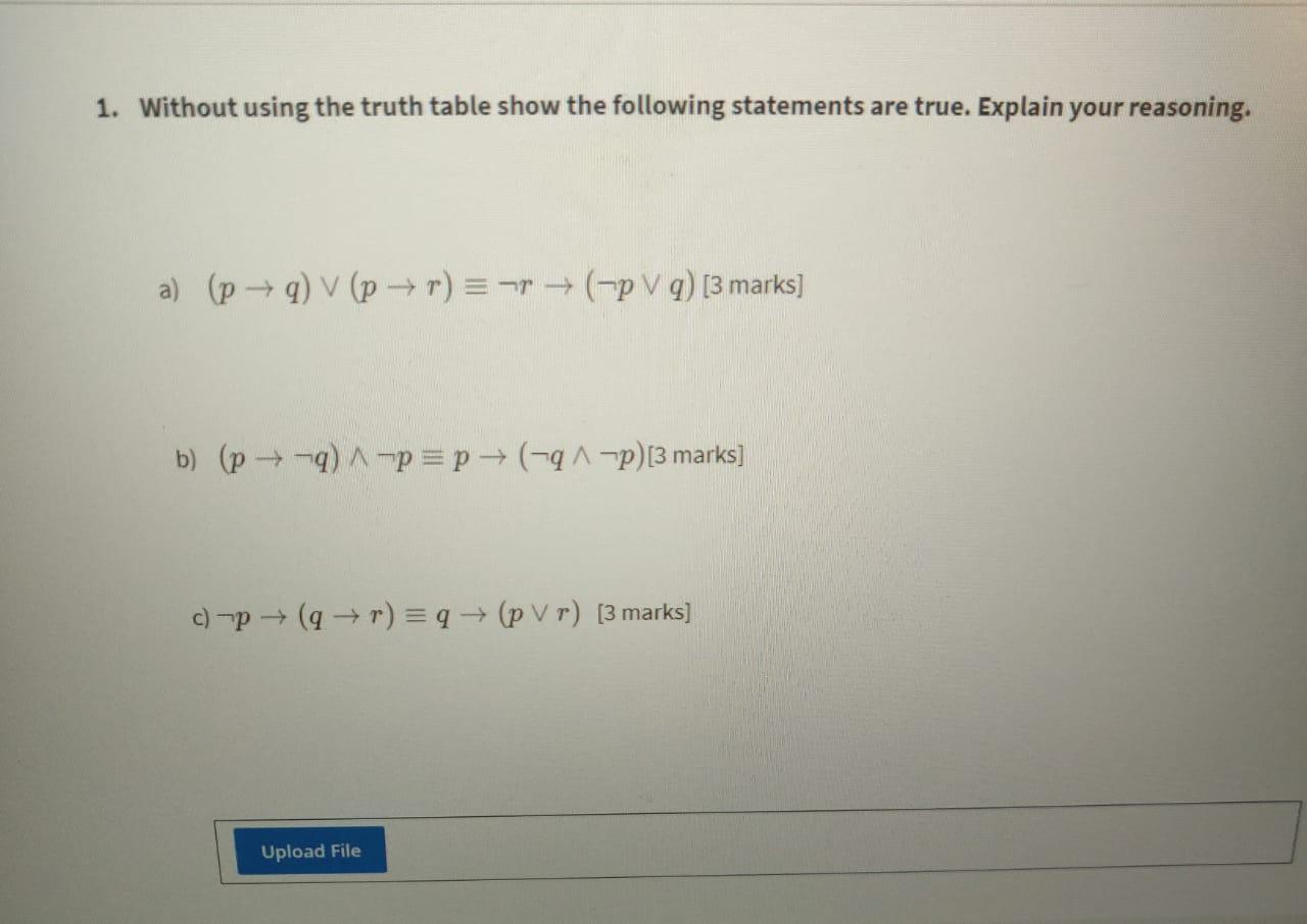 Solved 1. Without using the truth table show the following | Chegg.com
