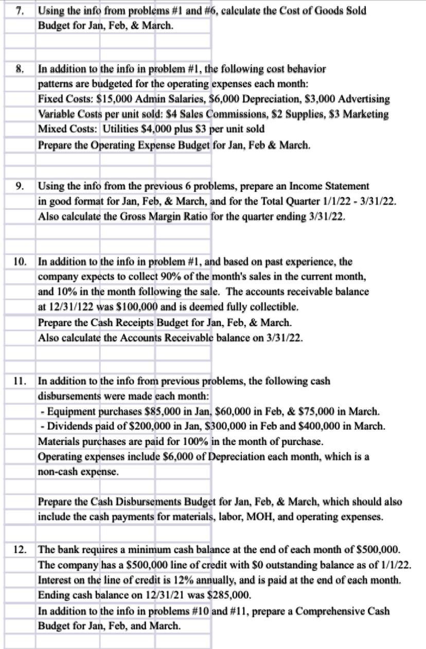 Solved Hi, I need answers for Questions 6,7,9,11,12 and 13 | Chegg.com