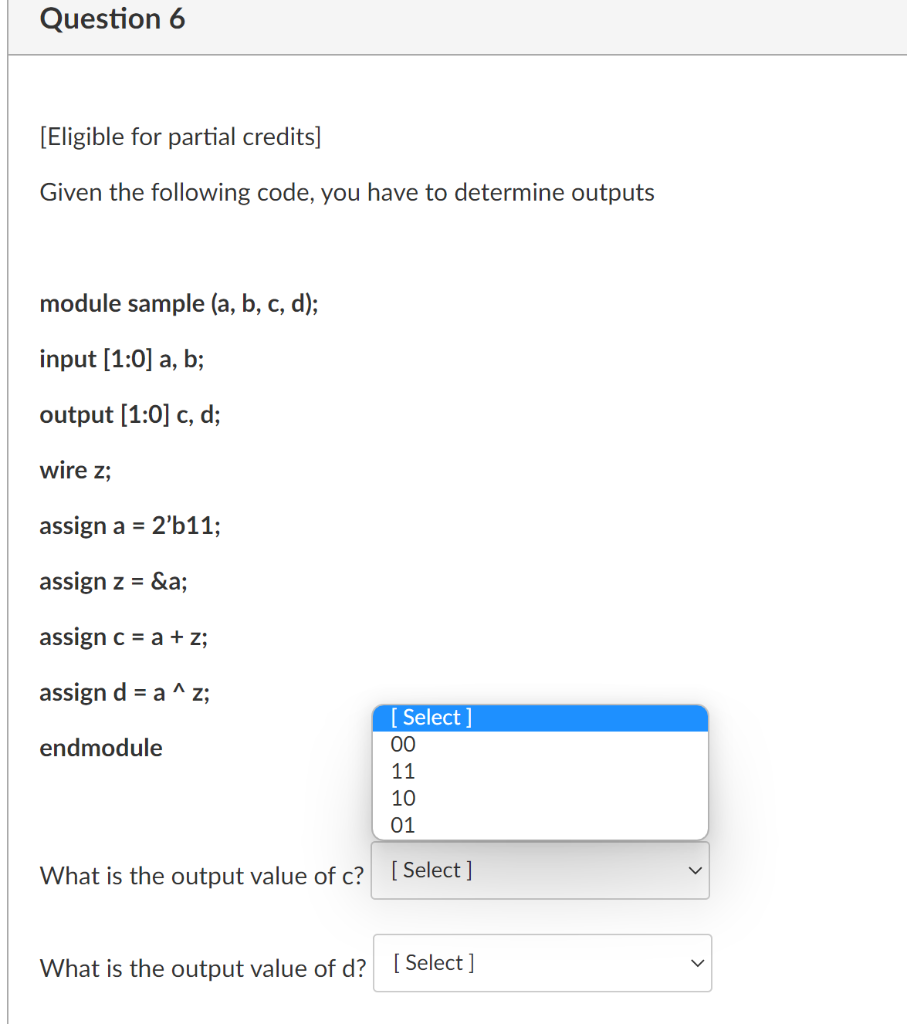 Solved Question 6 [Eligible for partial credits] Given the | Chegg.com