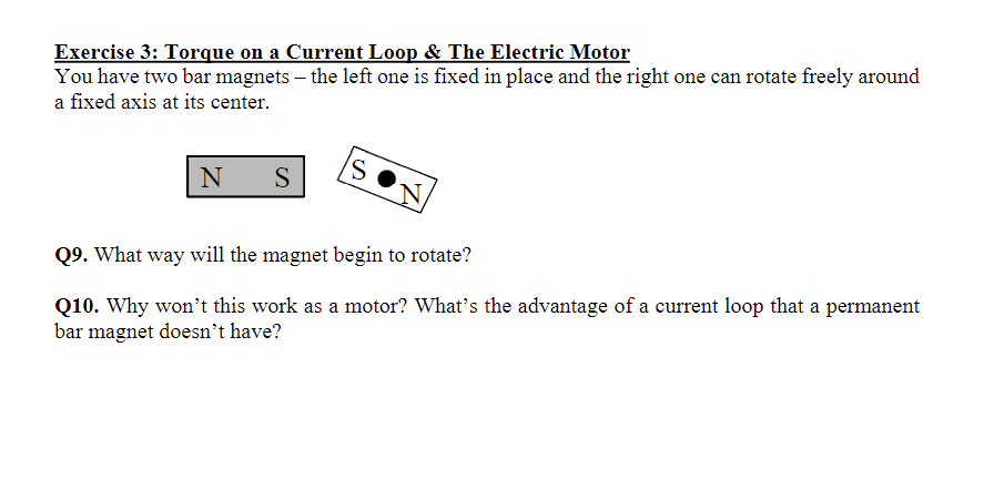 Solved Exercise 3: Torque on a Current Loop & The Electric | Chegg.com