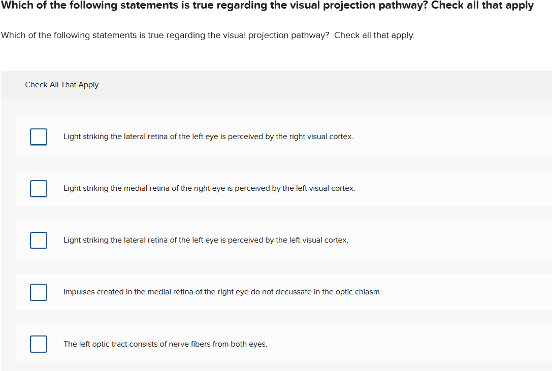 Solved Check All That Apply Light striking the lateral | Chegg.com