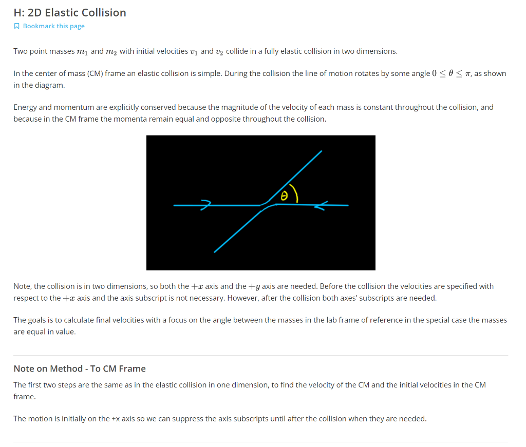 Solved H: 2D Elastic Collision W Bookmark this page Two | Chegg.com