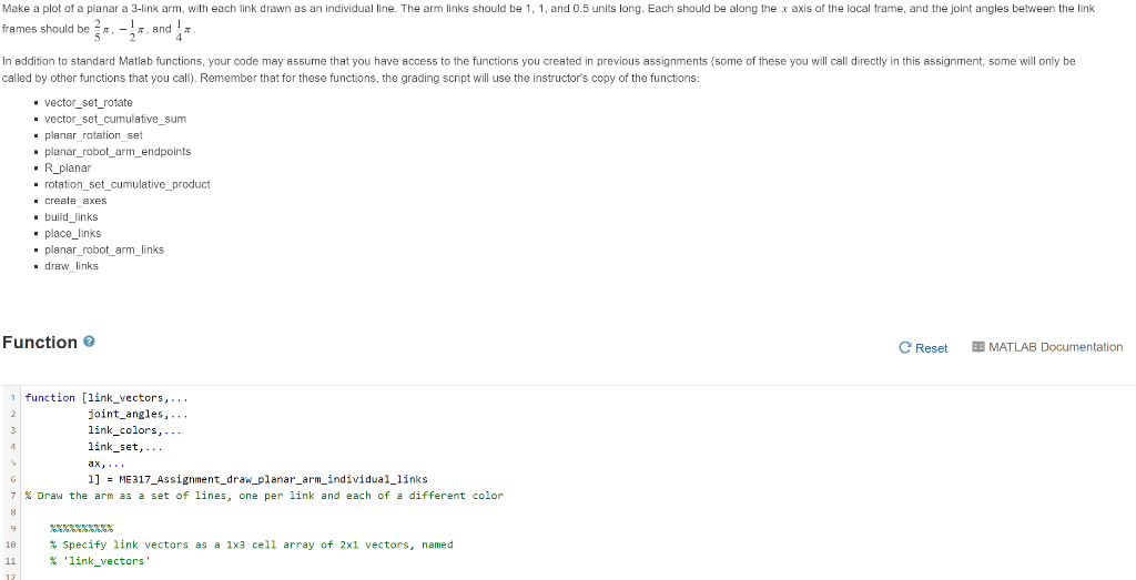 Solved Make a plot of a planar a 3-link arm, with each link | Chegg.com