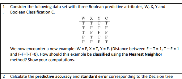 Solved T 1 Consider the following data set with three | Chegg.com