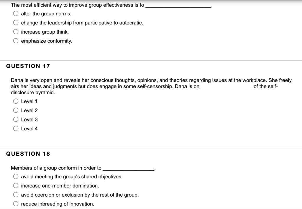Solved The most efficient way to improve group effectiveness | Chegg.com