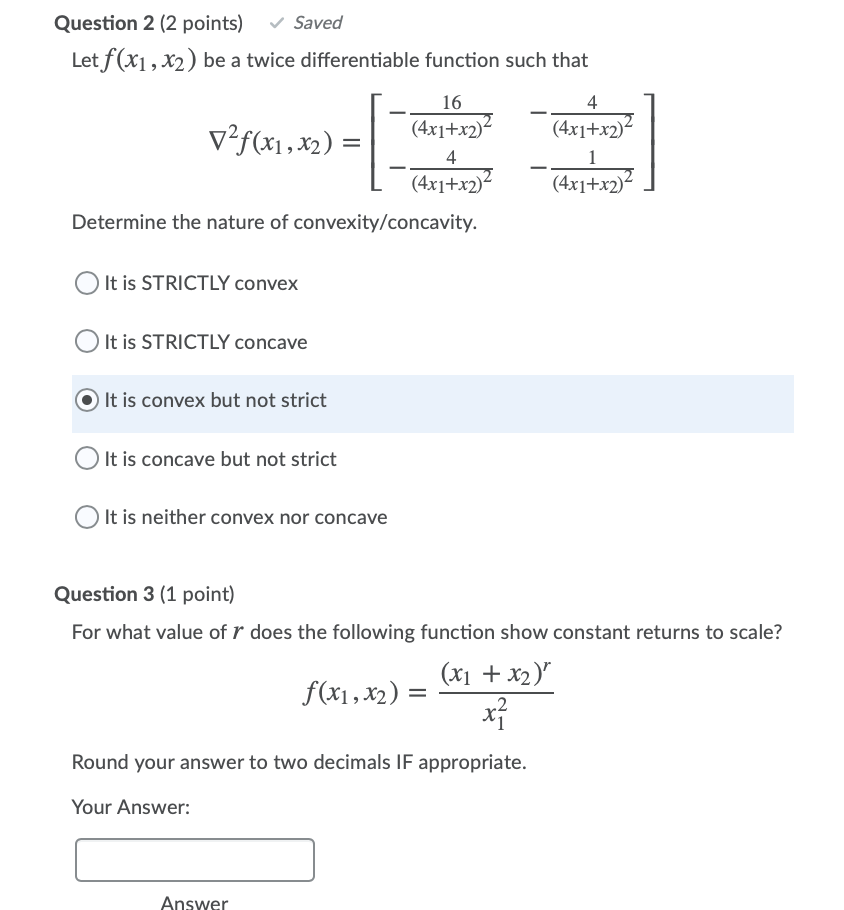 Solved Question 2 (2 points) Saved Letf(x1, x2) be a twice | Chegg.com Solved Question 2 (2 points) Saved Letf(x1, x2) be a twice | Chegg.com