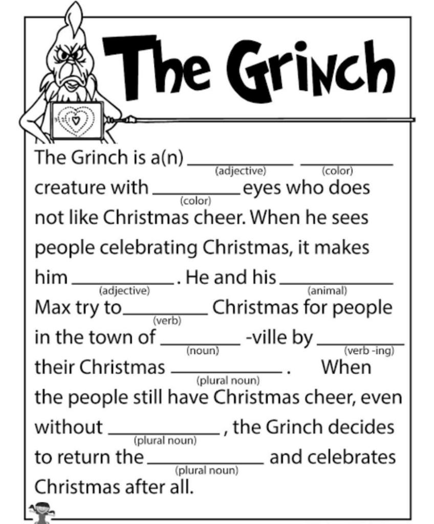 Solved The Grinch The Grinch is a(n) (adjective) (color) | Chegg.com