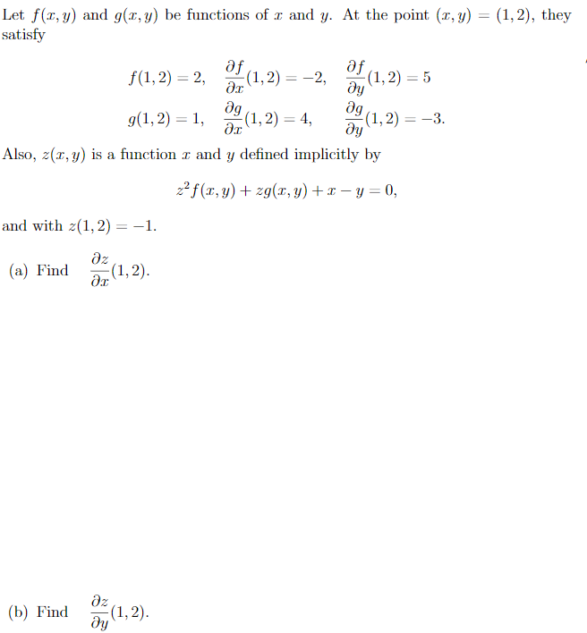 Solved Let f(x, y) and g(x, y) be functions of and y. At the | Chegg.com
