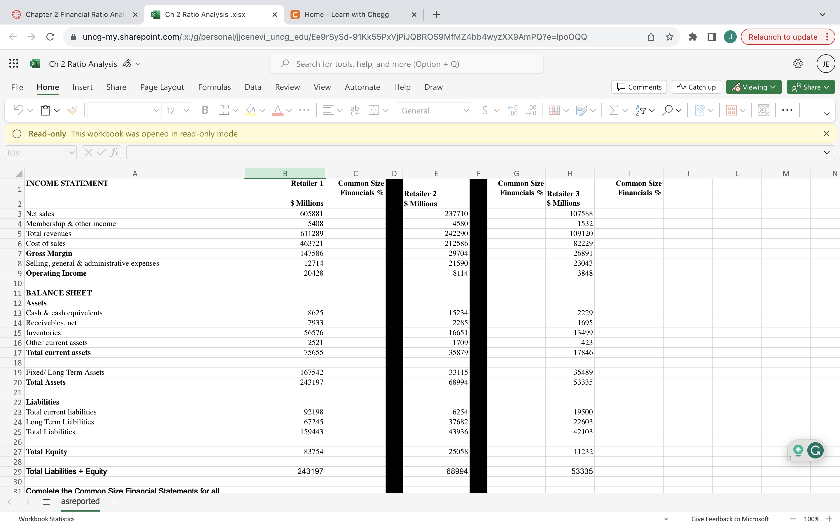 Solved Complete the Common Size Financial Statements for all | Chegg.com