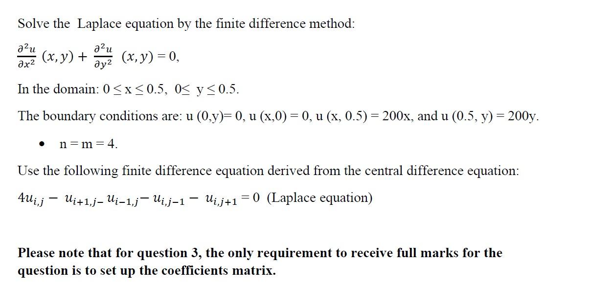 Solved Solve the Laplace equation by the finite difference | Chegg.com
