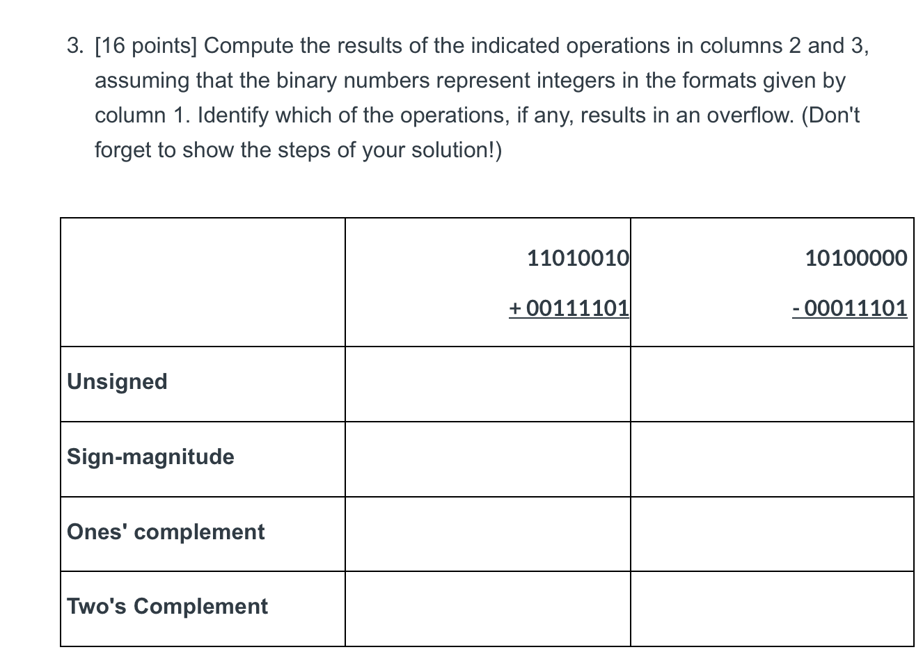 Solved 3. [16 points] Compute the results of the indicated | Chegg.com