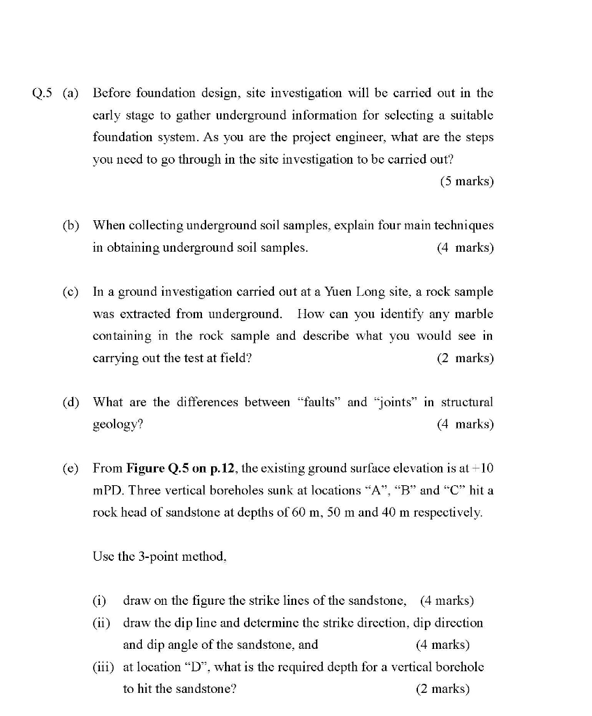 Solved Q.5 (a) Before foundation design, site investigation | Chegg.com