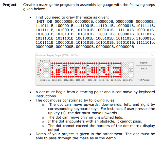 Solved Note:Project must be in Emu86 assembly language using | Chegg.com