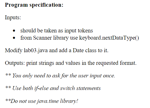 Solved Program specification: Inputs: - should be taken as | Chegg.com
