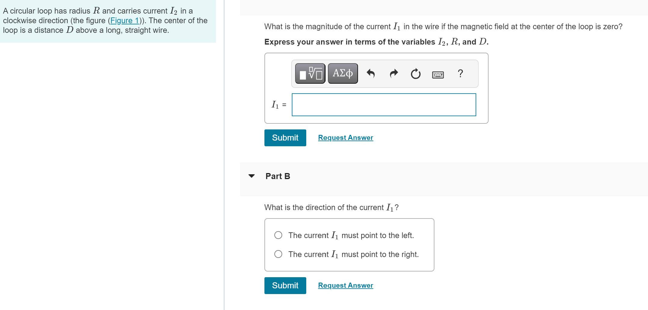 Solved A circular loop has radius R and carries current I2 | Chegg.com