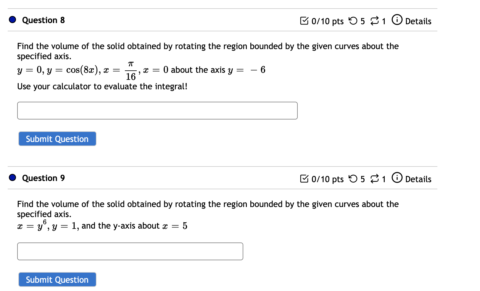 Solved Question 8 B0/10 pts 5 5 1 0 Details T Find the | Chegg.com Solved Question 8 B0/10 pts 5 5 1 0 Details T Find the | Chegg.com