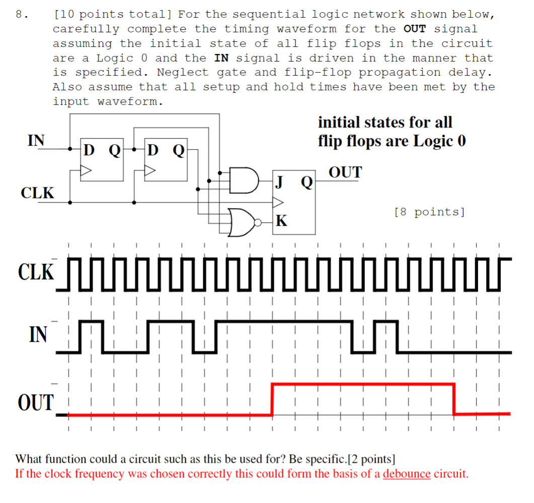 Solved 8 . [10 points total] For the sequential logic | Chegg.com