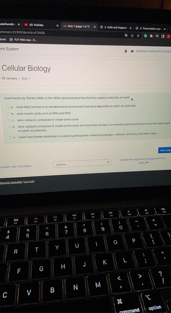 Solved Experiments by Stanley Miller in the 1950 s | Chegg.com