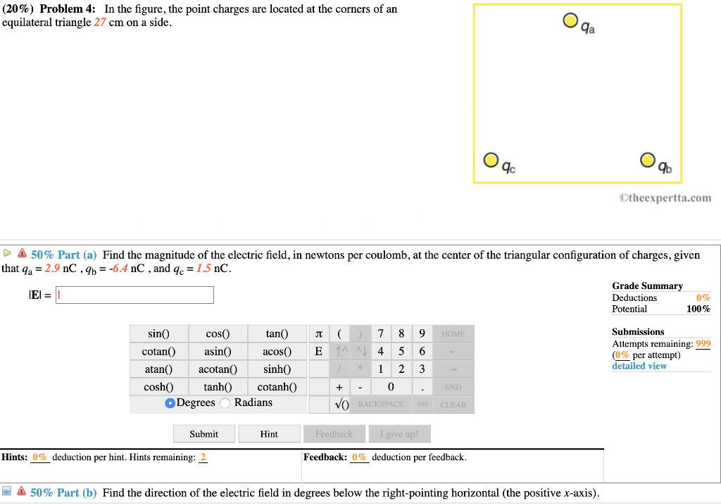 Solved (20%) Problem 4: In the figure, the point charges are | Chegg.com