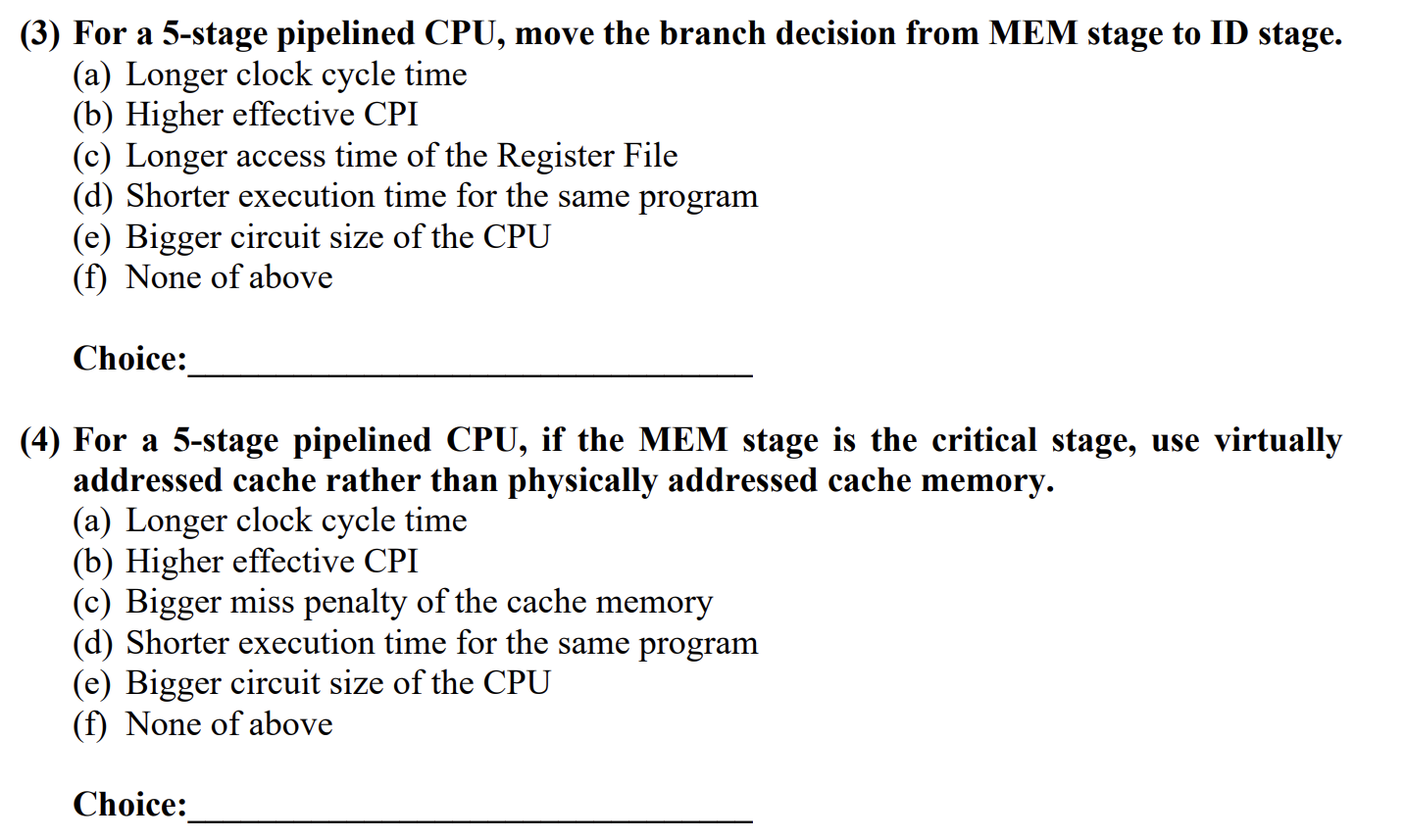 Solved Consider the RISC-V computer, for each of the | Chegg.com