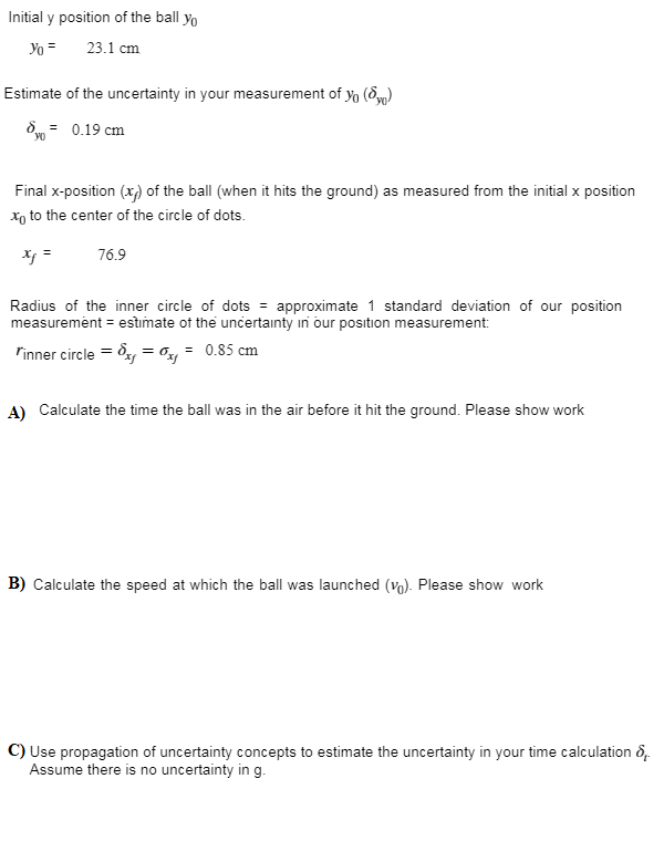Solved 16. Calculate the uncertainty in the predicted final | Chegg.com