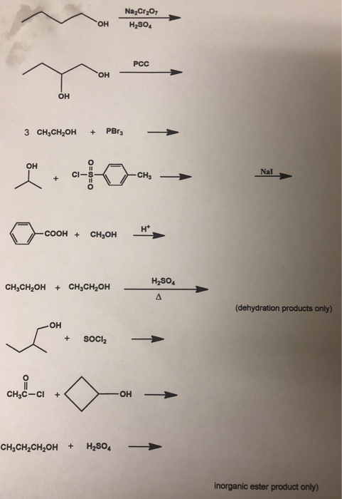 Solved ОН Haso, РСС он он OOM, CHO H2SO4 CH,CH2OH +CH3CH2OH | Chegg.com