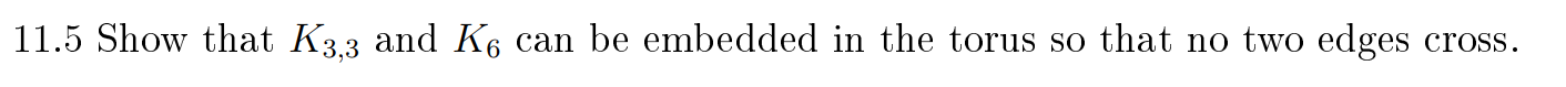 Solved 11.5 Show that K3,3 and K6 can be embedded in the | Chegg.com