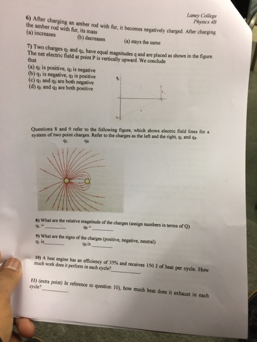 Solved Laney College Physics 4B 6) After charging an amber | Chegg.com