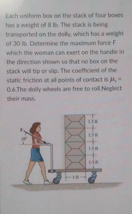 Solved Each uniform box on the stack of four boxes has a | Chegg.com