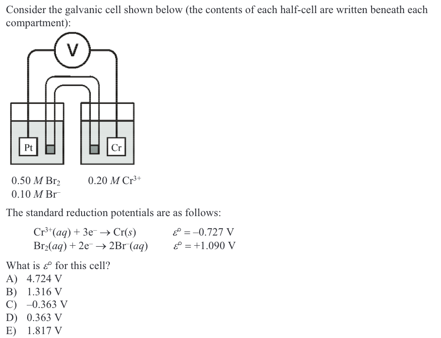 Solved Consider the galvanic cell shown below (the contents | Chegg.com