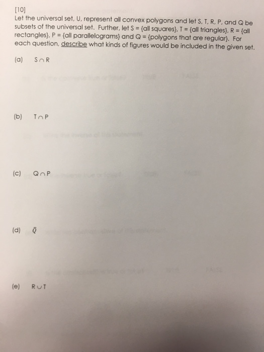 Solved 110) Let the universal set, U. represent all convex | Chegg.com Solved 110) Let the universal set, U. represent all convex | Chegg.com