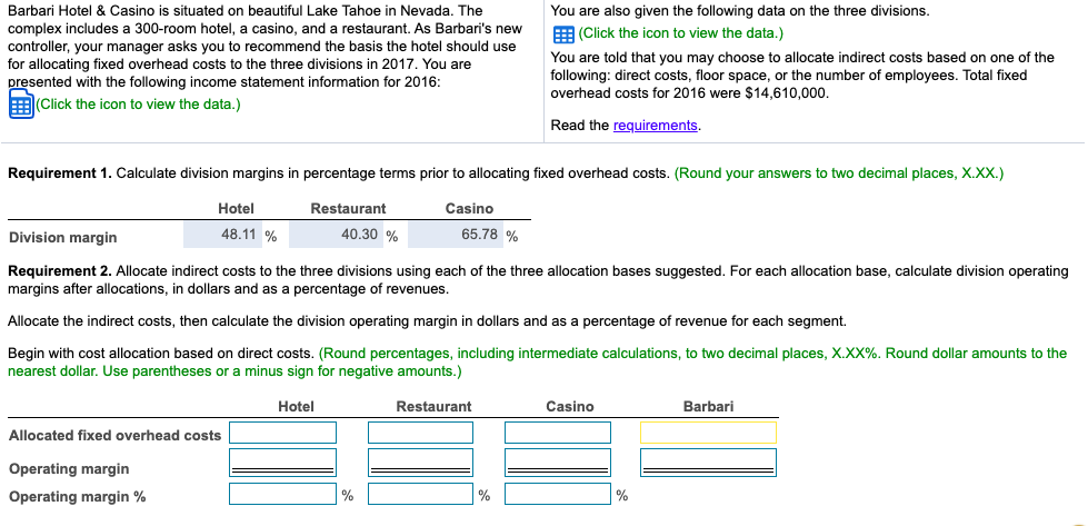 Solved Barbari Hotel & Casino is situated on beautiful Lake | Chegg.com