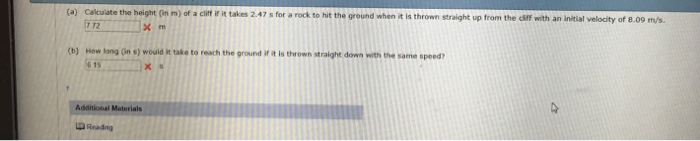 Solved (a) Calculate the height (in m) of a cliff if it | Chegg.com